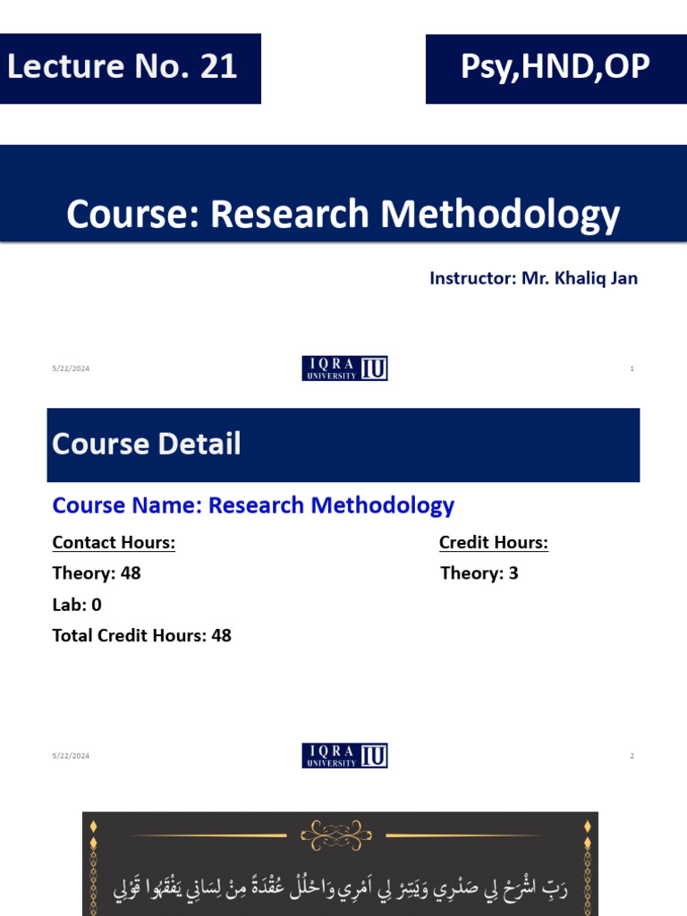 Research Methodology Lecture 21 | PDF