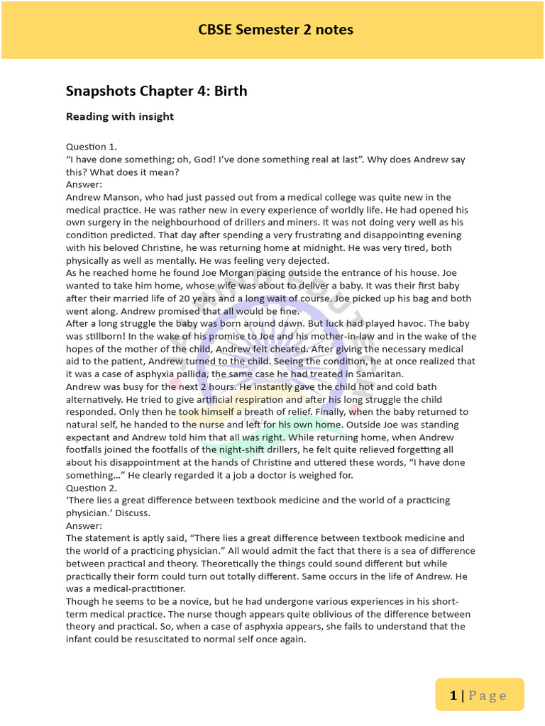 CBSE English Semester 2 Notes | PDF