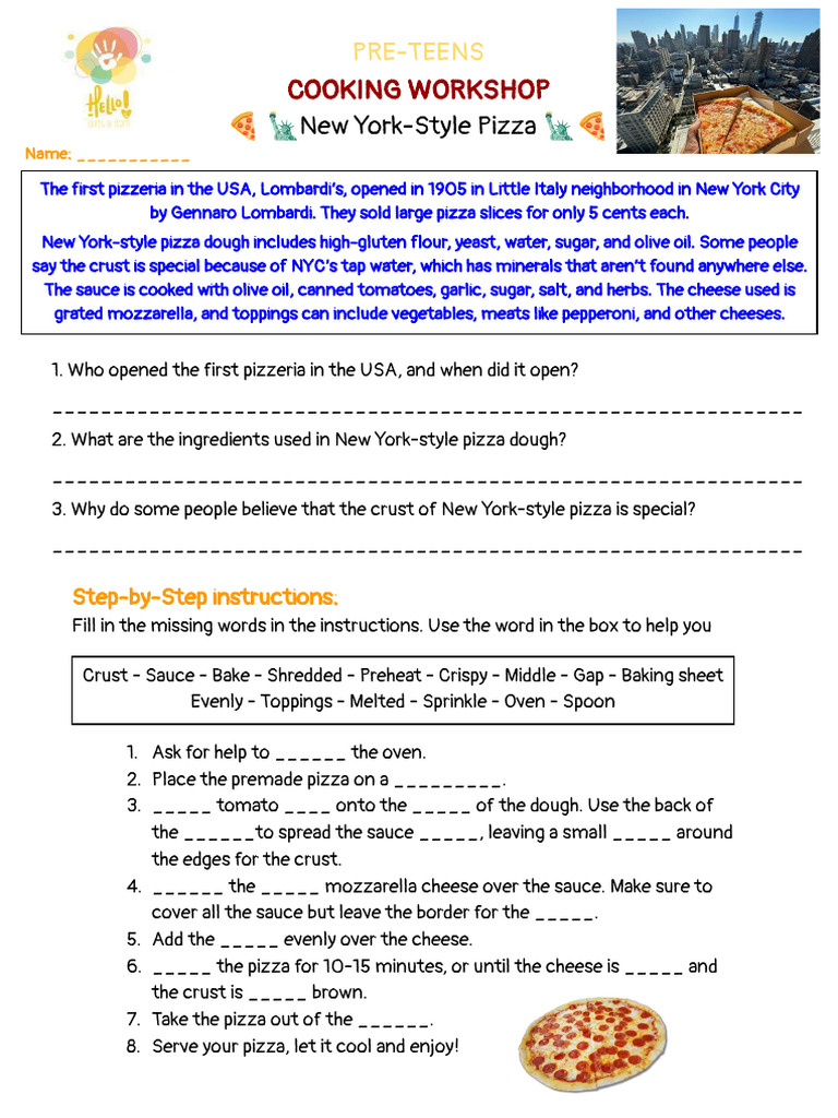 Pizza Worksheet | PDF