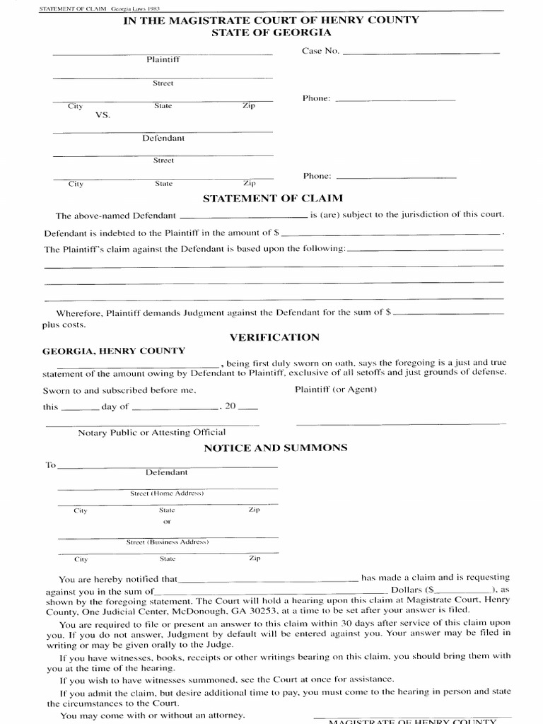 Civil Claim Form PDF | PDF