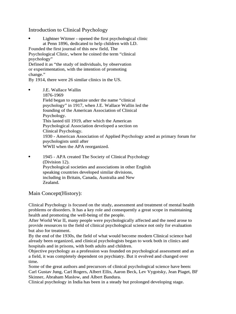 Introduction To Clinical Psychology | PDF