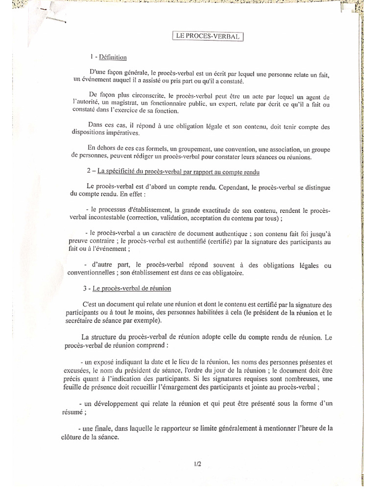 Le Procès Verbal | PDF