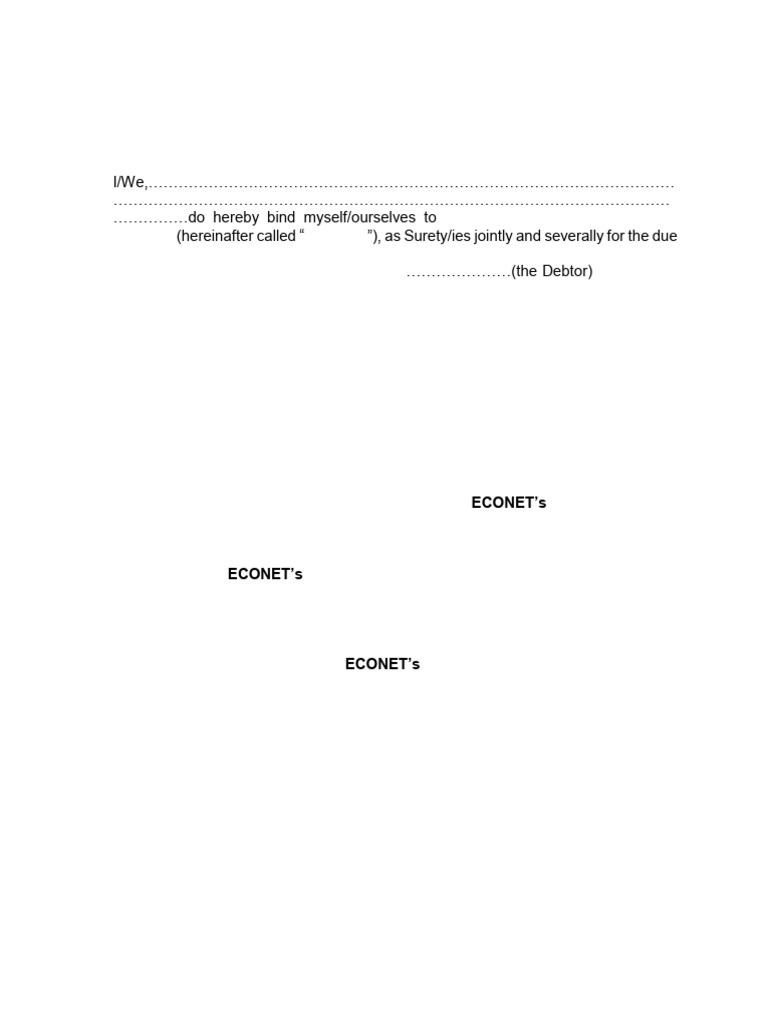 Deed of Surety Form | PDF