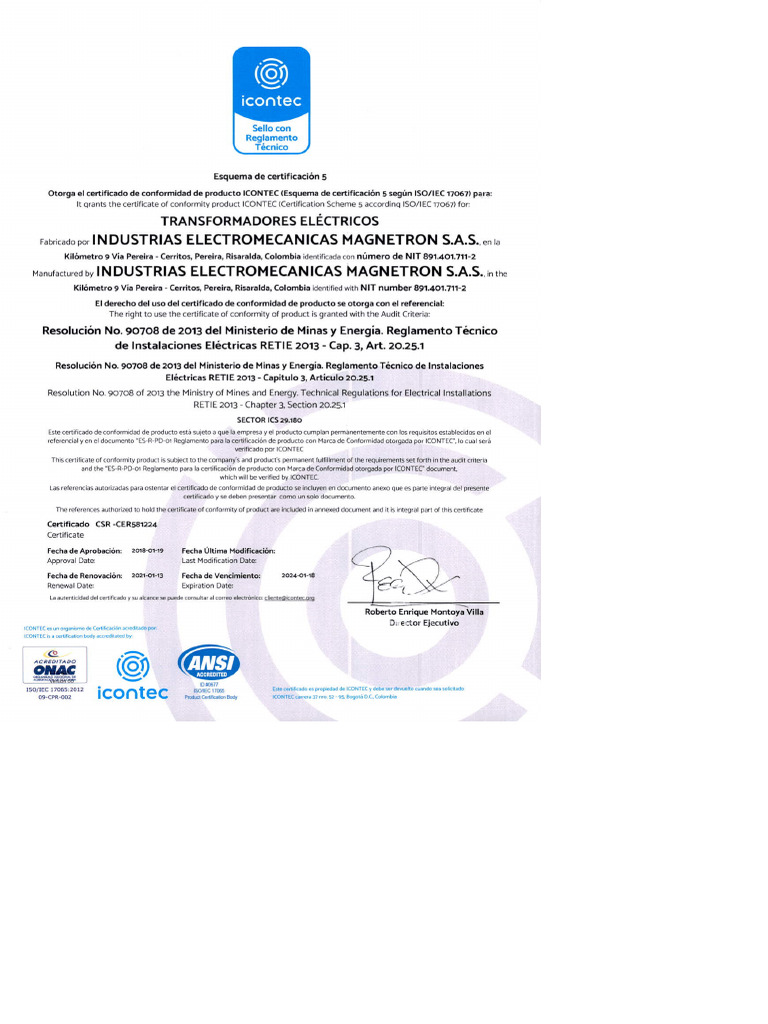 100 Certificado Magnetron | PDF