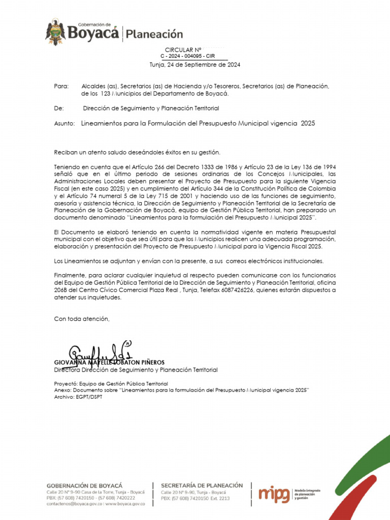 Circular Lineamientos Ppto 2025 FINAL | PDF