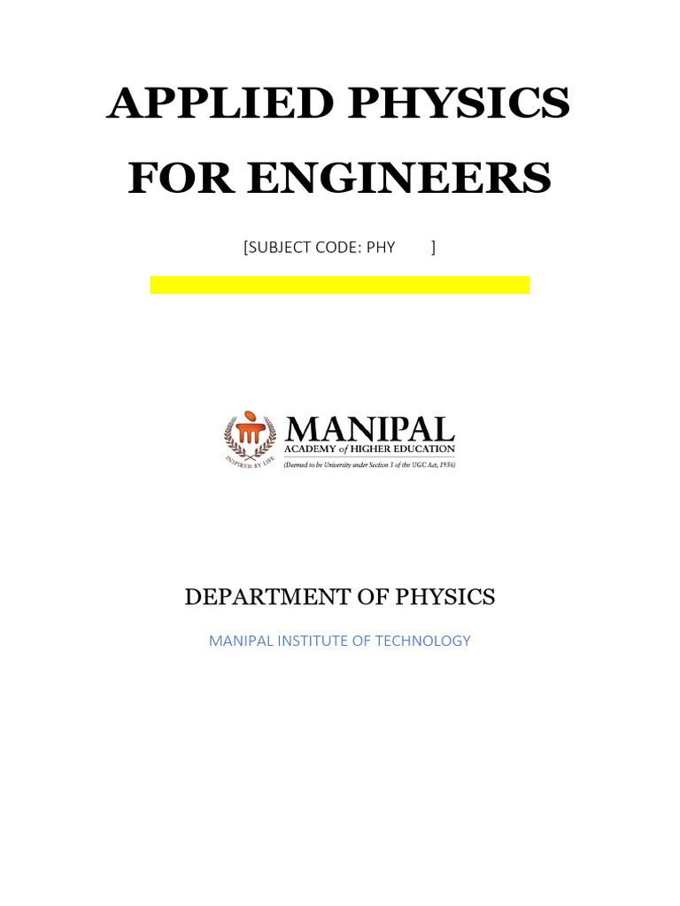 PHY1072 - Applied Physics For Engineers | PDF