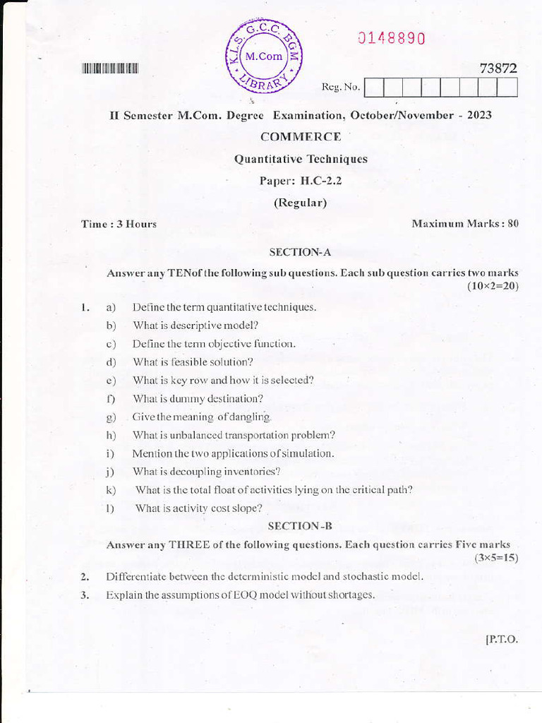 Quantitative Techniques | PDF