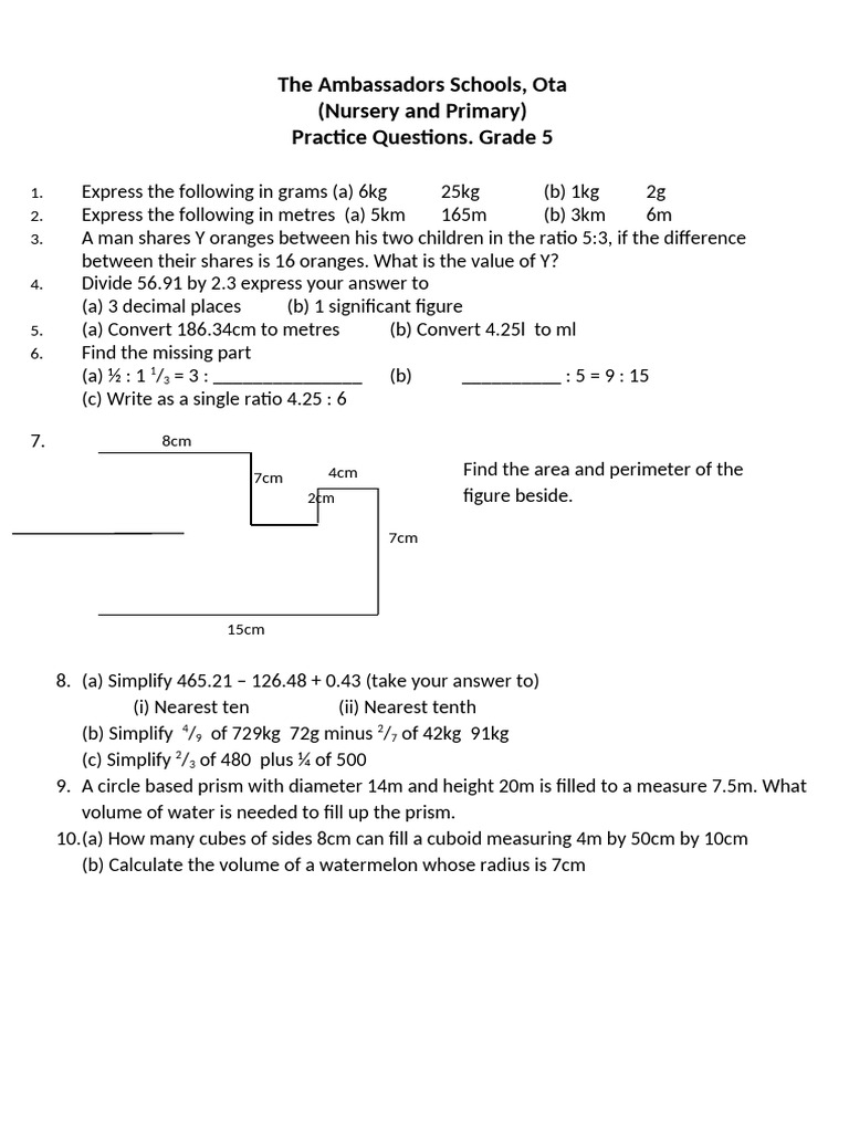 Grade Practice Question For VIP | PDF