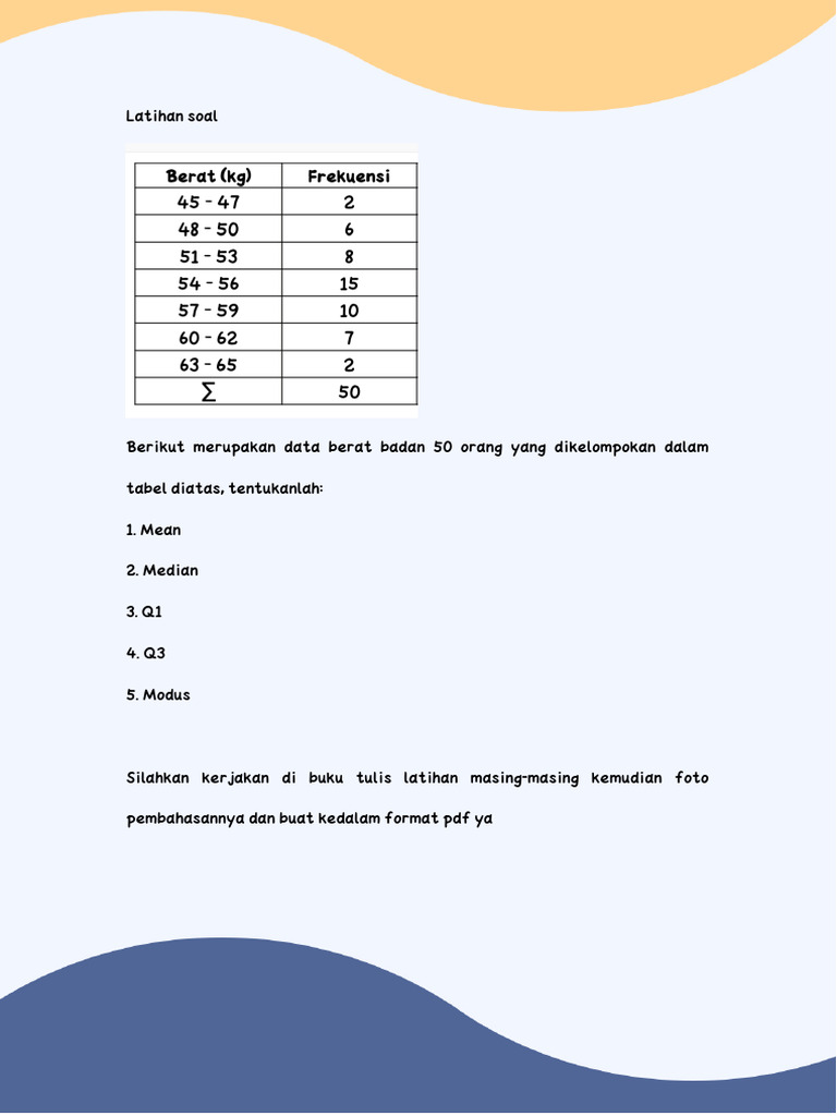 Latihan Soal Statistik Data Kelompok | PDF