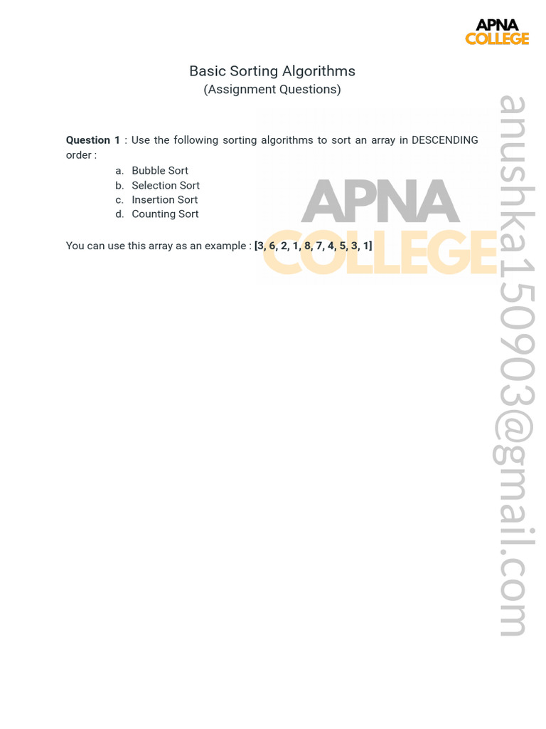 Sorting - Algos Questions | PDF Sorting - Algos Questions | PDF