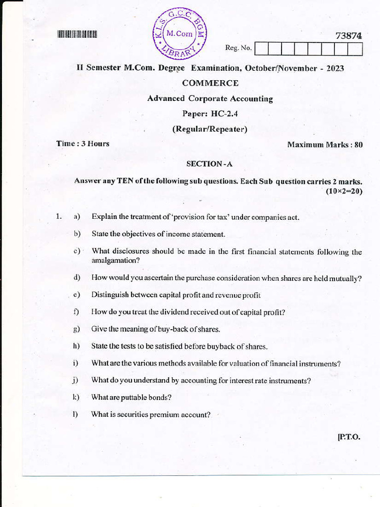 Advanced Corporate Accounting | PDF