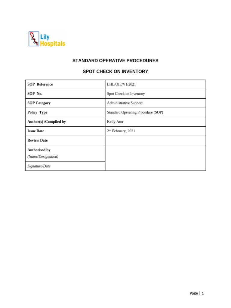 Sop - Spot Check On Inventory | PDF