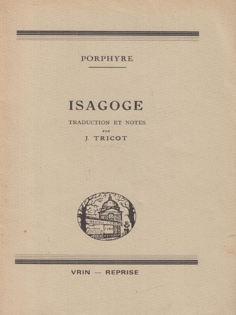 Porphyre - Isagoge (Vrin) (Trad. J. Tricot) | PDF
