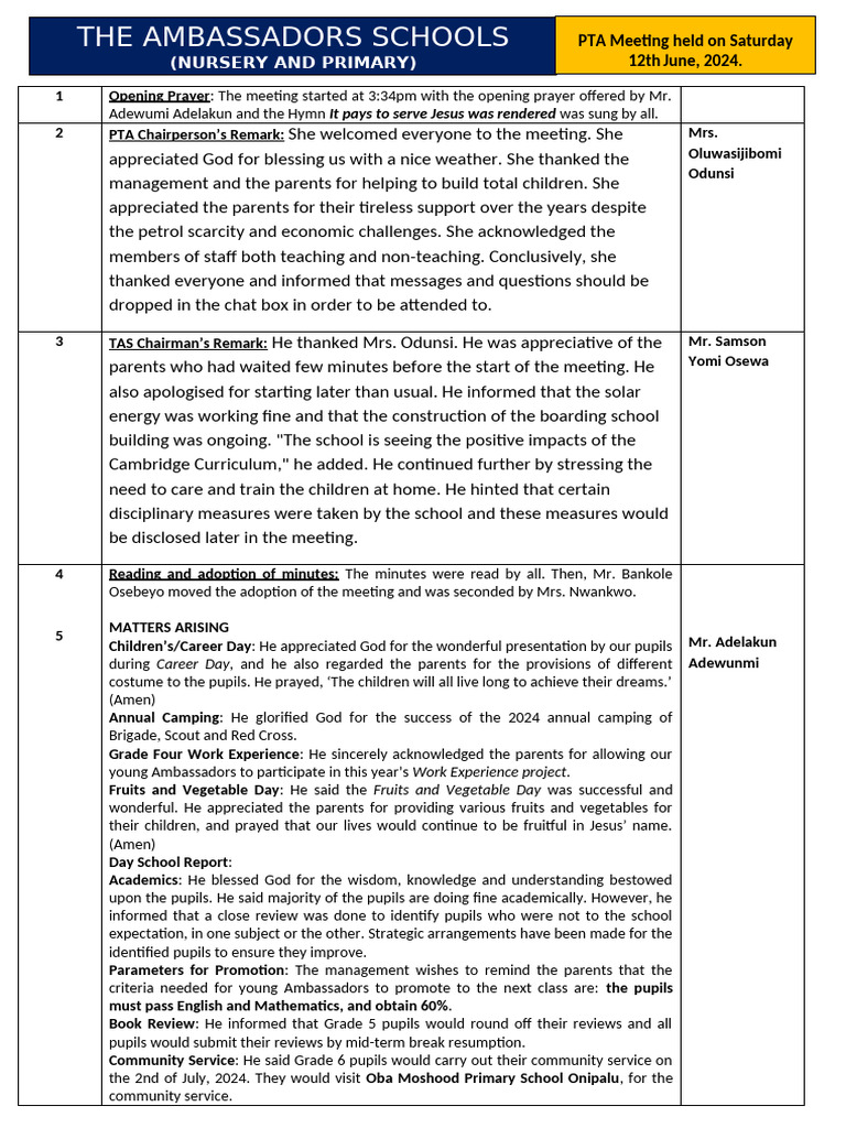 PTA General Meeting VIRTUAL JUNE | PDF