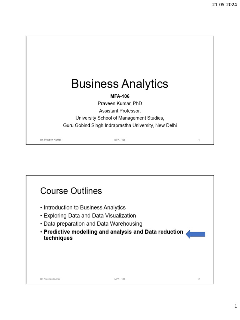 MFA-106-Unit IV Predictive modelling and analysis-21May2024 | PDF