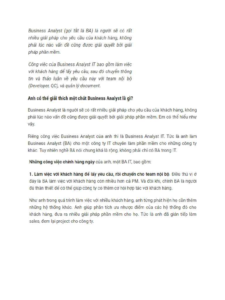 Chia Se Kinh Nghiem CV BA | PDF