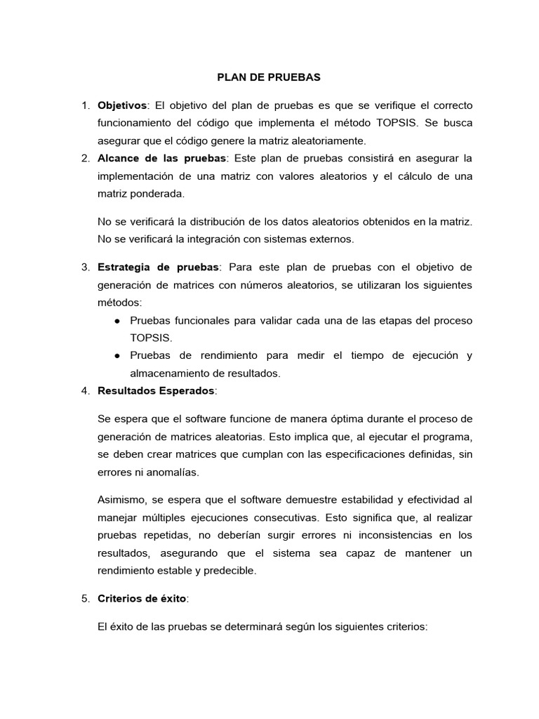 Plan de pruebas | PDF