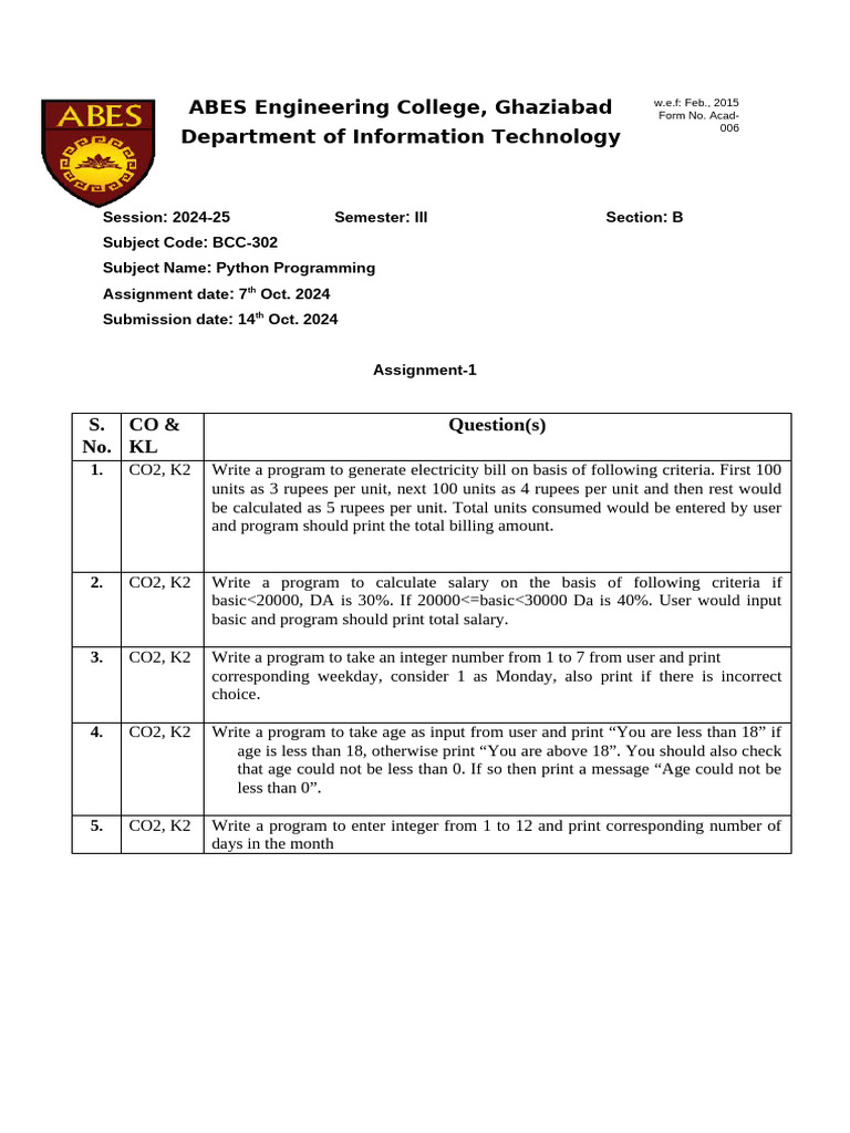 Python Assignment 2 | PDF
