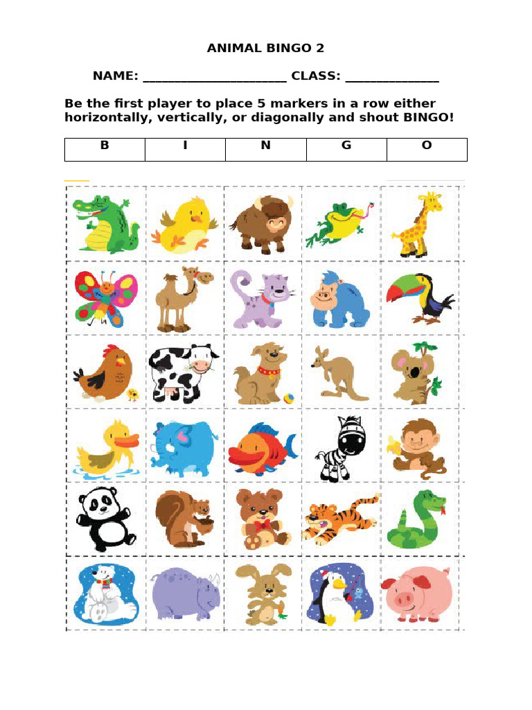 Animal Bingo 2 | PDF