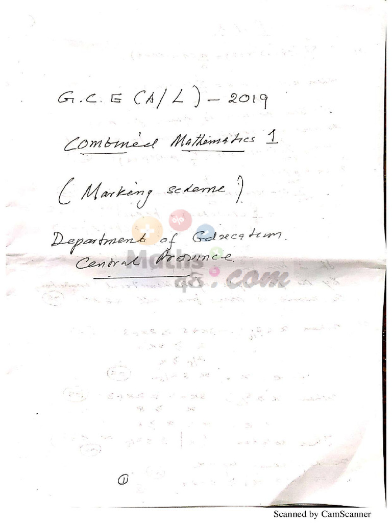Central Province Combined Maths Marking Scheme 2019 Last Term Test | PDF Central Province Combined Maths Marking Scheme 2019 Last Term Test | PDF