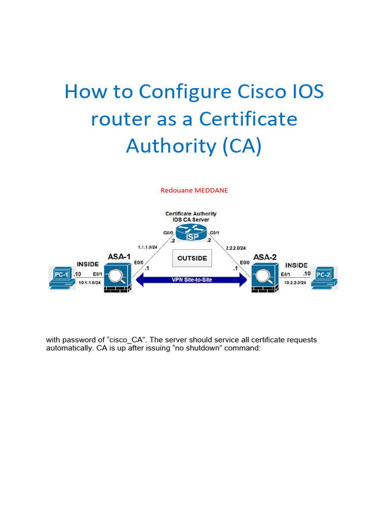 How To Configure Cisco Router As A Certificate Authority | PDF