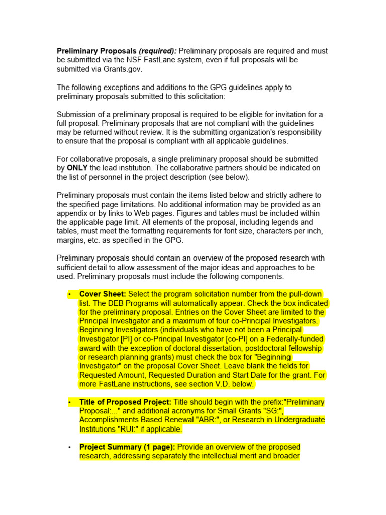 NSF Preproposal Guidlines DEB - 2016 | PDF