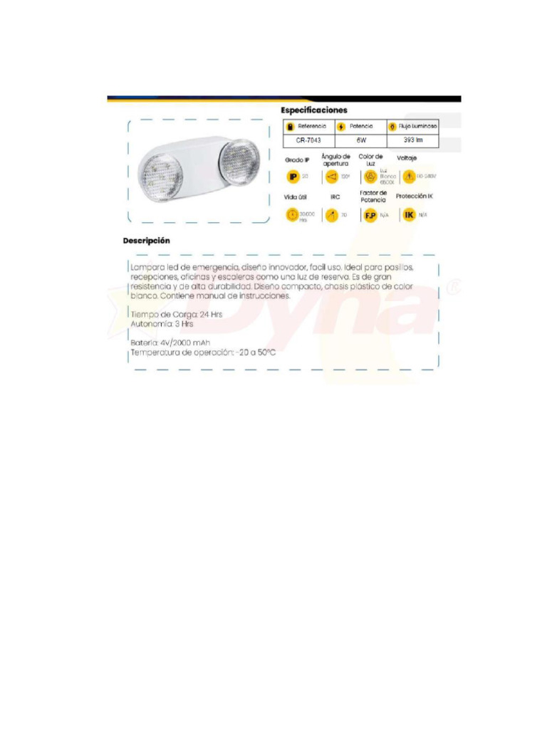 20.ficha Tecnica Lampara Emerg Titanium | PDF