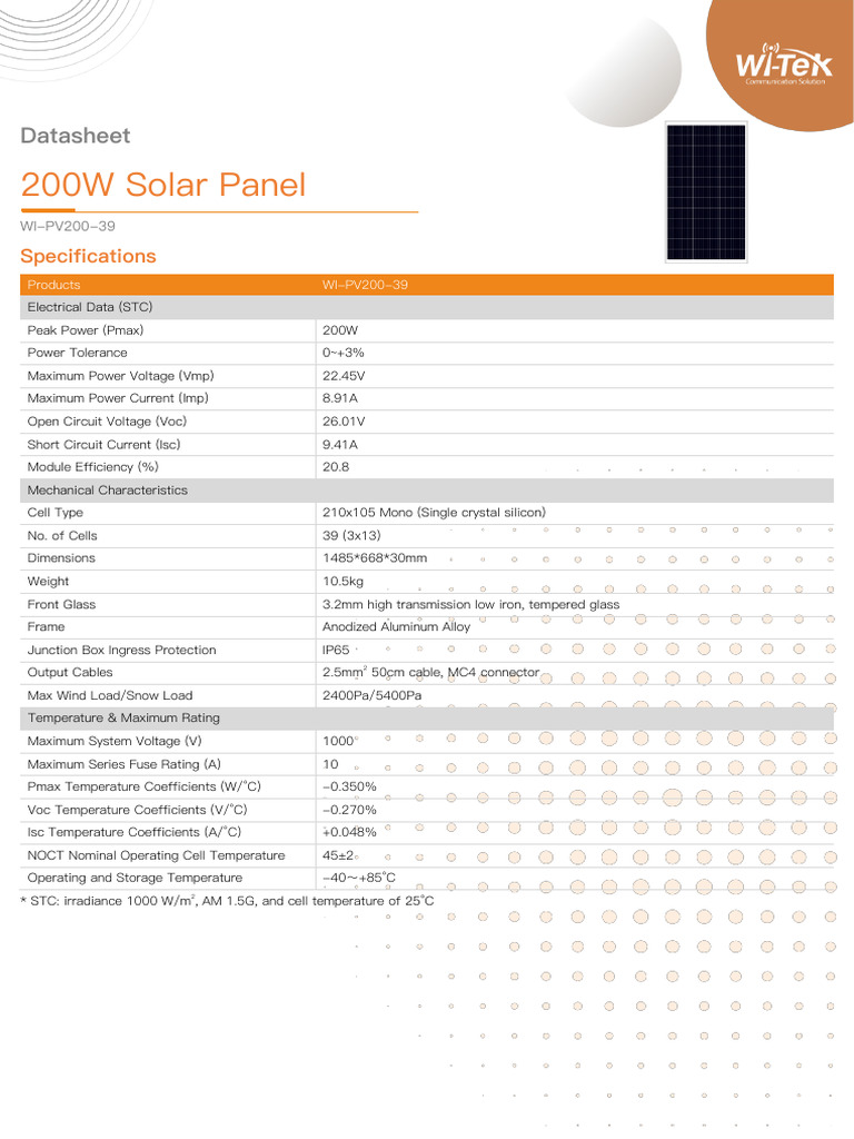 WI-PV200-39 Datasheet - V1.0 20240321 | PDF