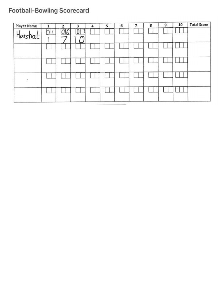 Football Bowling Scorecard | PDF