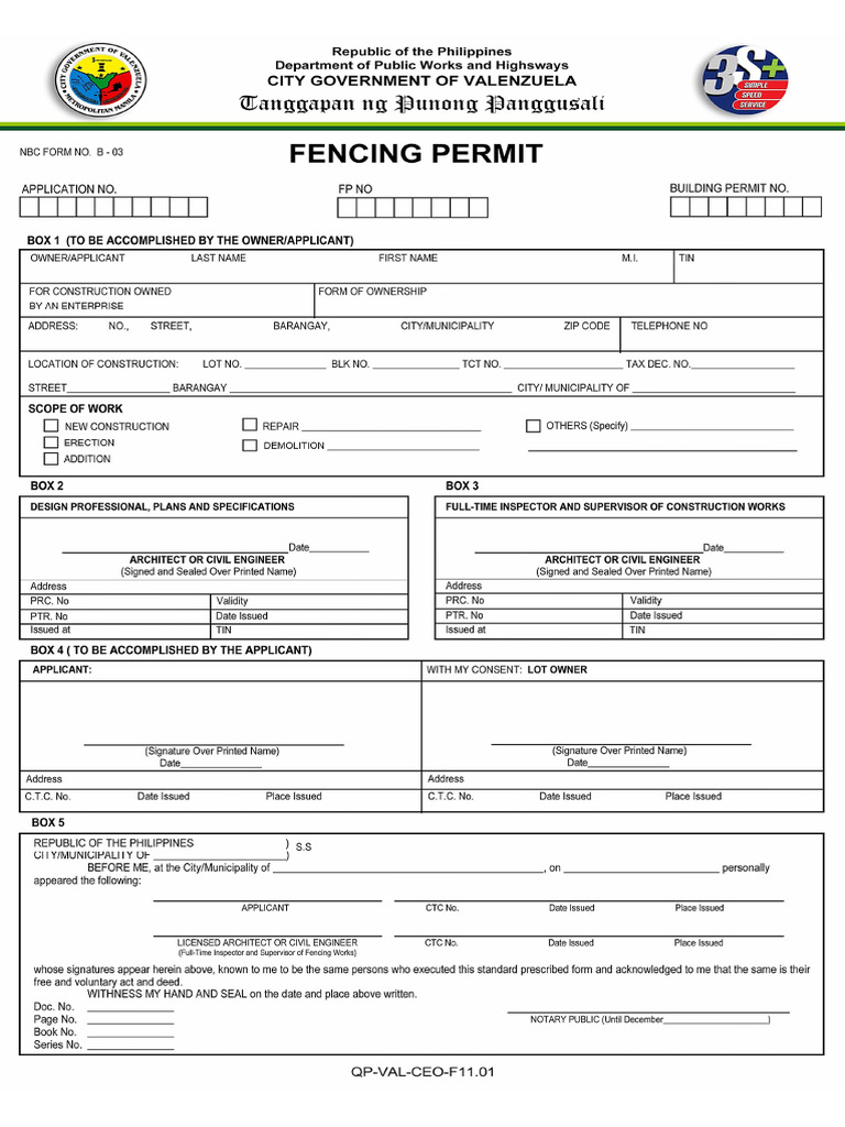 Fencing Permit Form | PDF