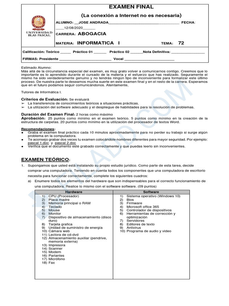 Examen Final Informatica | PDF