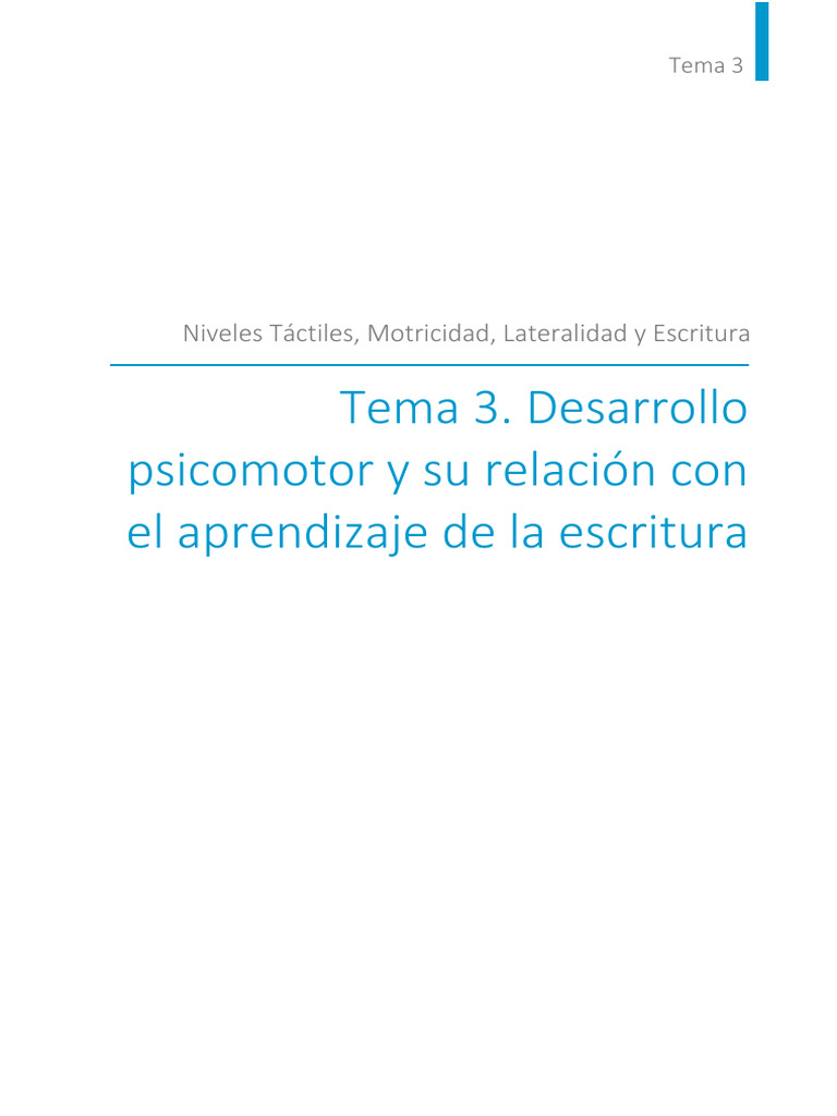 Tema 3 Desarrollo Psicomotor y Su Relación Con El Aprendizaje de La Escritura | PDF | Escritura ...