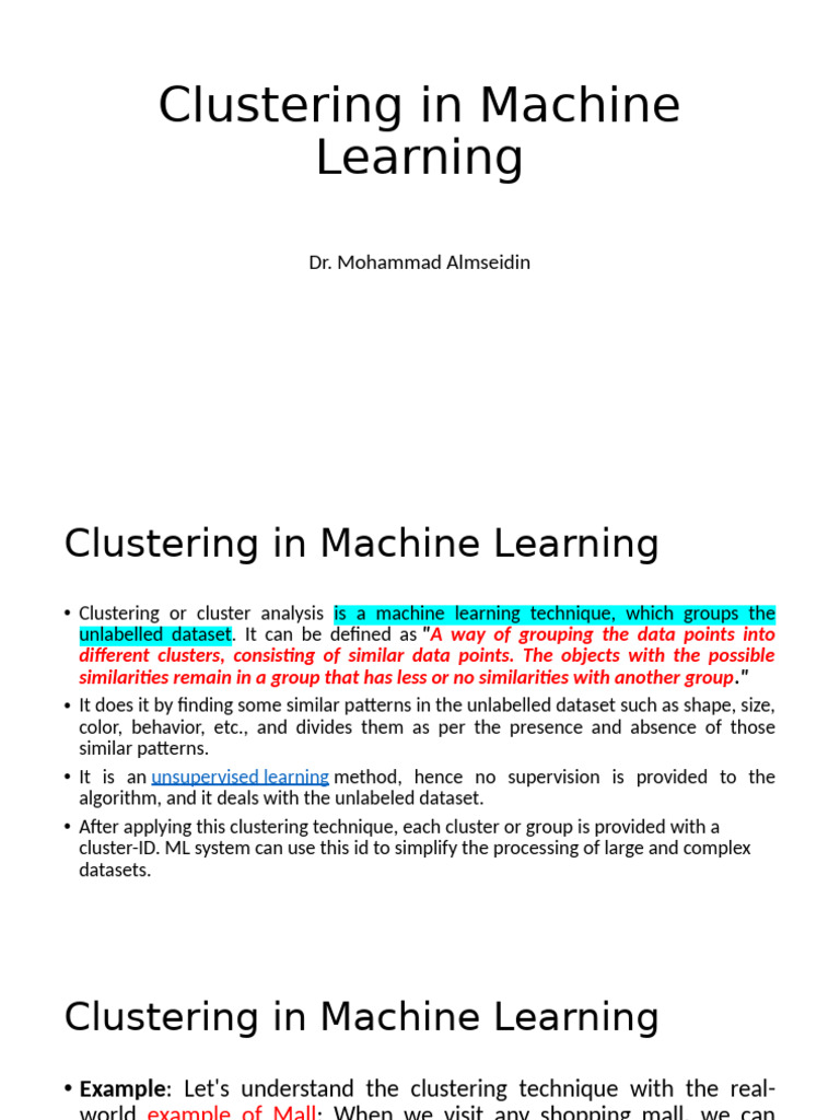 Clustering in Machine Learning | PDF