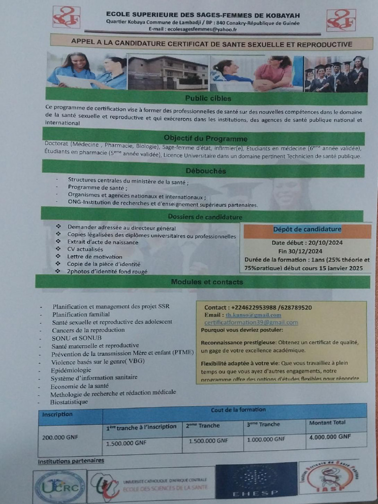Appel À La Candidature Certificat Santé Sexuel Et Reproductive | PDF