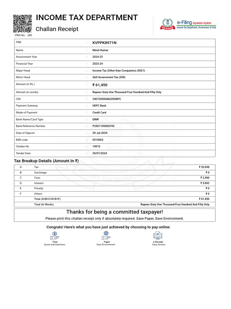 24072900086235HDFC ChallanReceipt | PDF