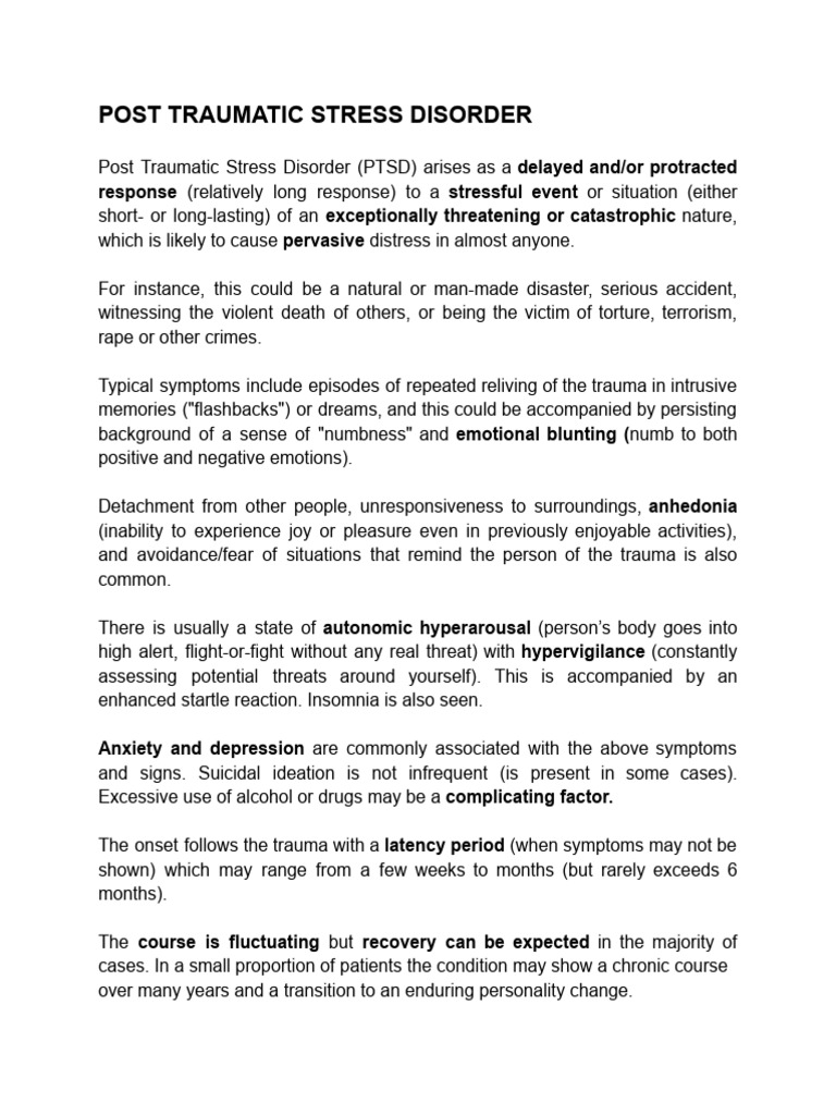 Module 4 Unit 2 Ptsd Psychopathology Pdf