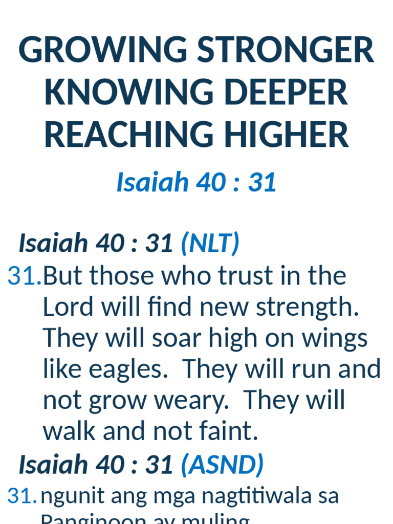 Growing Stronger, Knowing Deeper, Reaching Higher | PDF