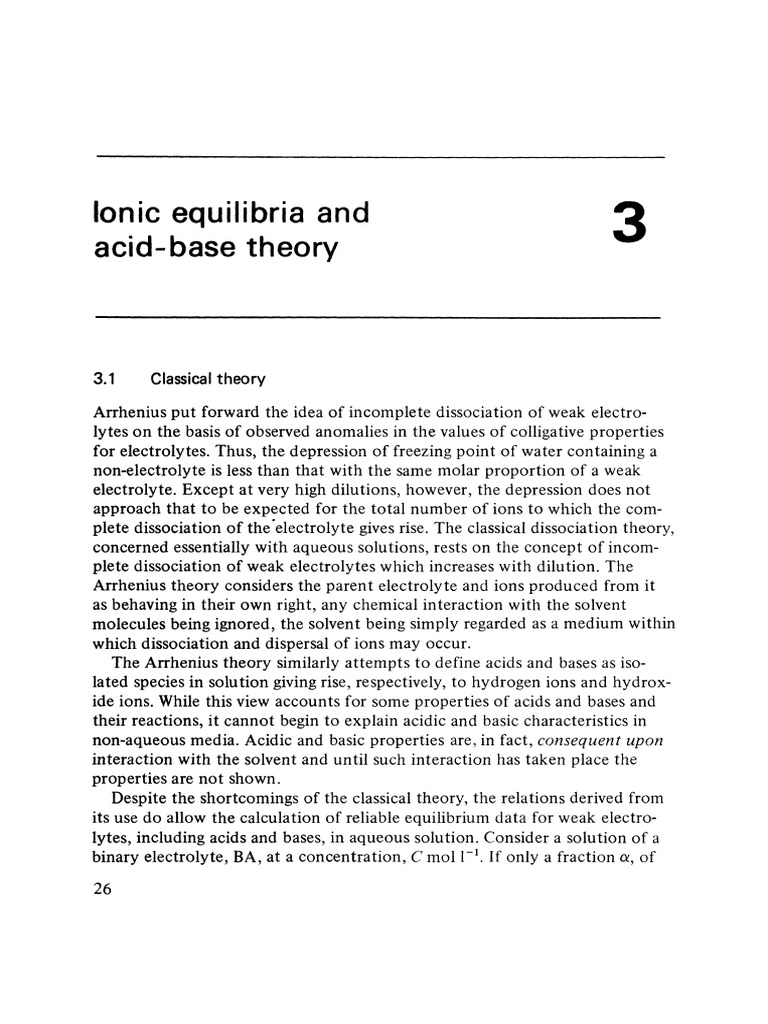 Ionic Equilibria and acid base theory | PDF