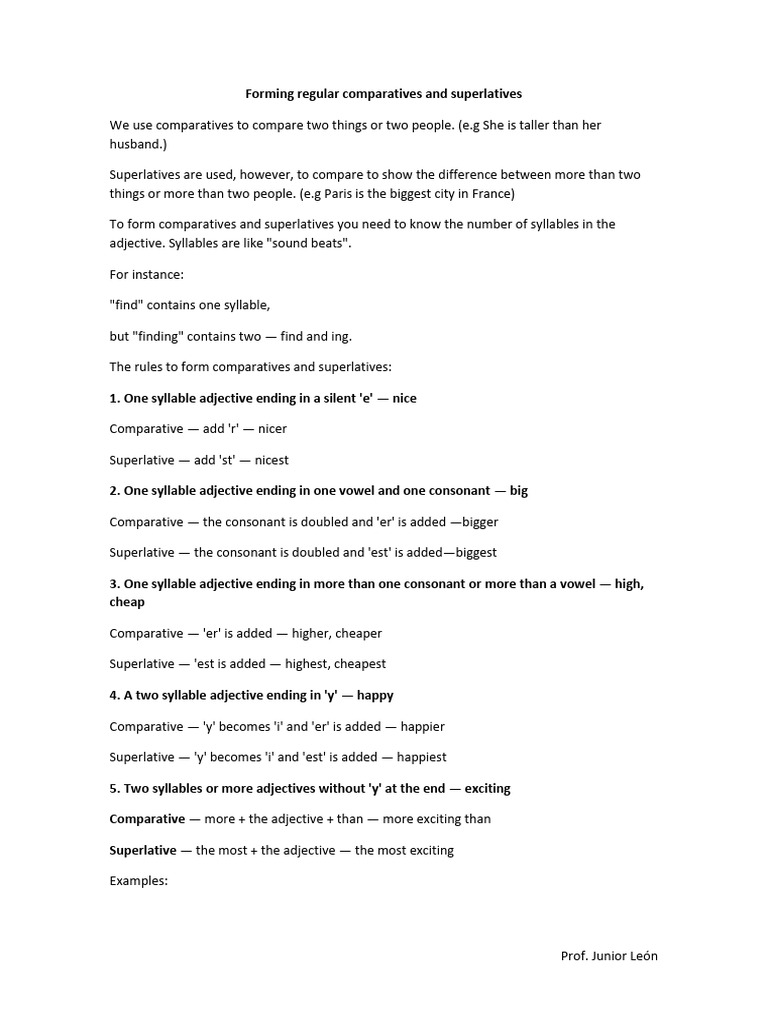 Forming Regular Comparatives PDF | PDF