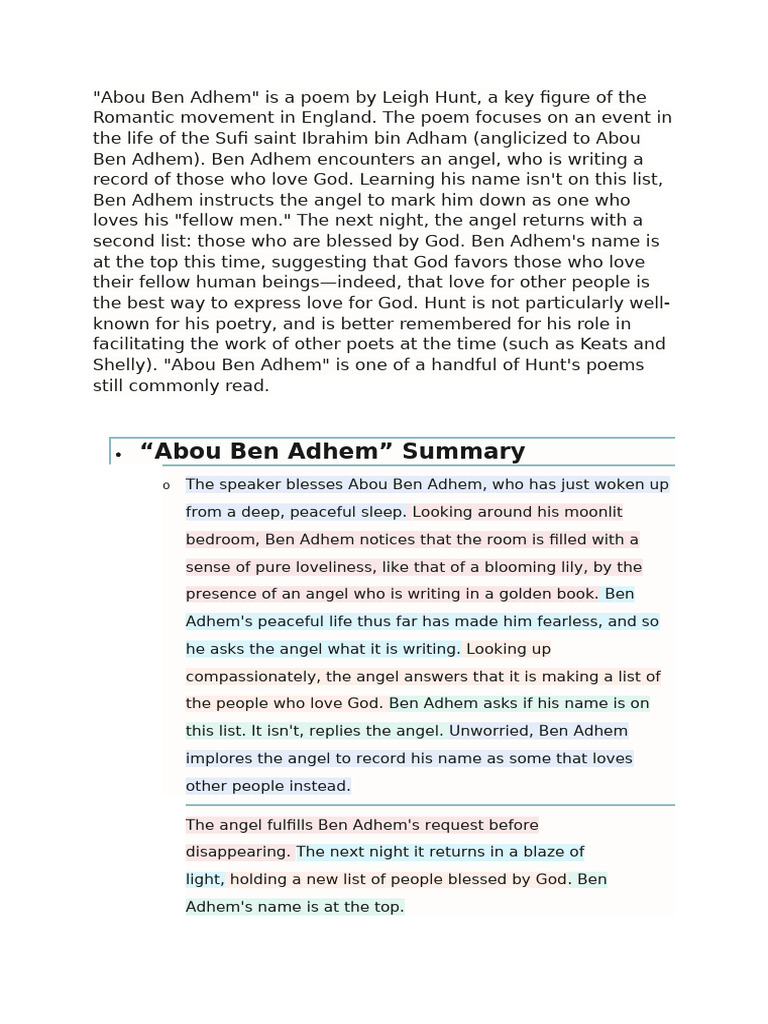 Abou Ben Adhem | PDF