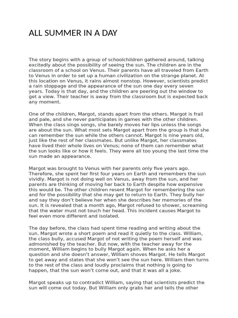 All Summer in A Day | PDF