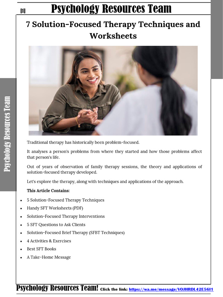 7 Solution-Focused Therapy Techniques and Worksheets | PDF ...