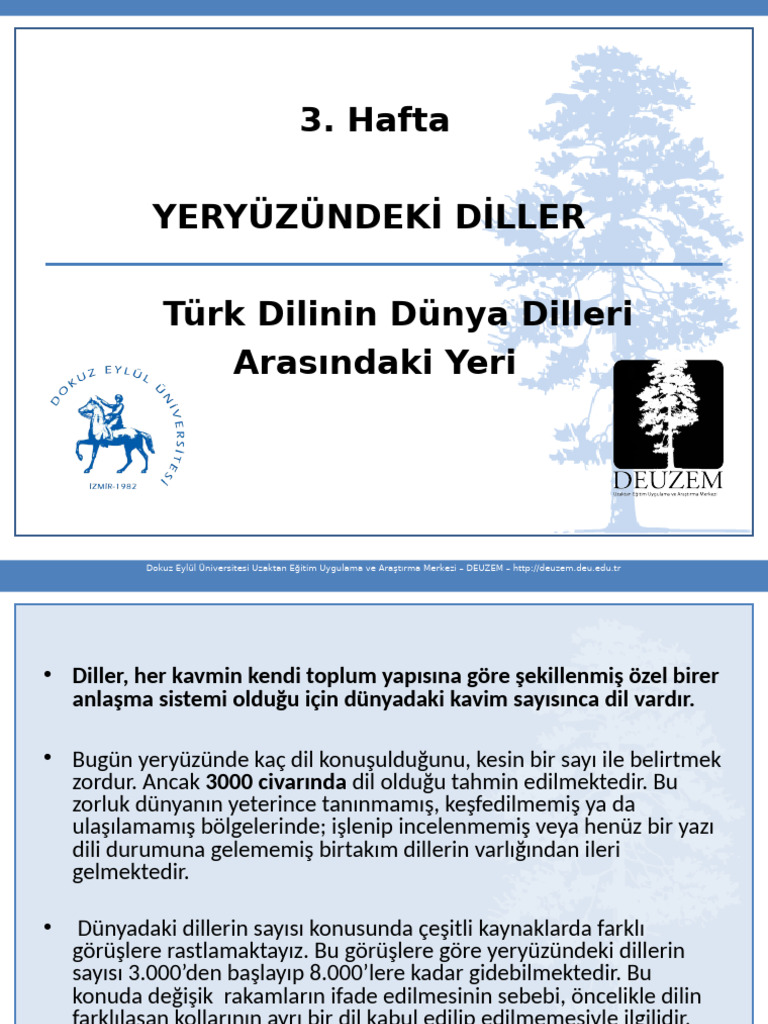 Hafta Yeryüzündeki Diller Türk Dilinin Dünya Dilleri Arasındaki Yeri | PDF