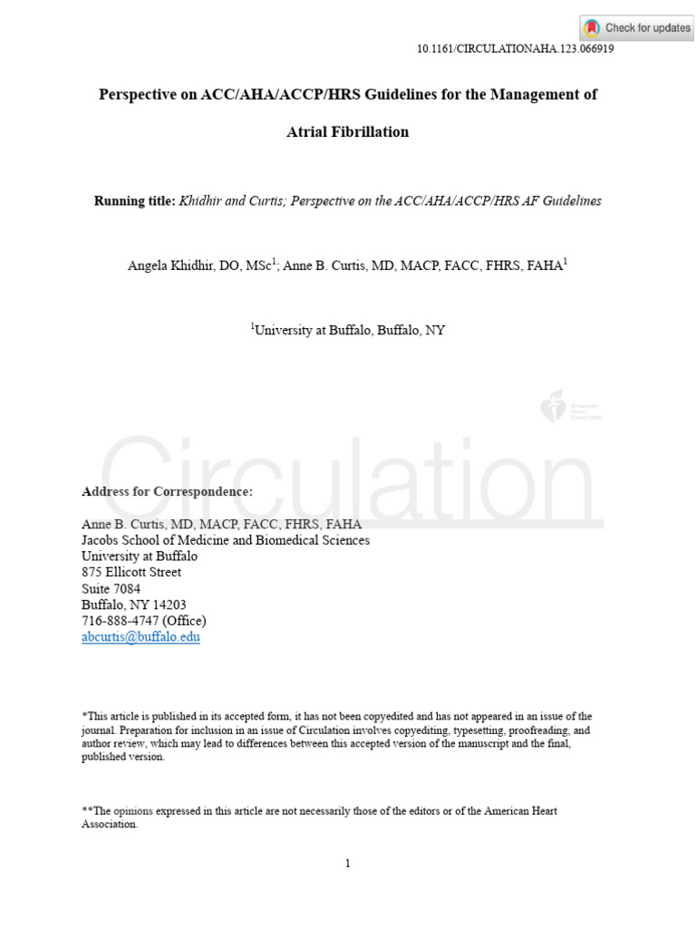 Guidelines For The Management of Atrial Fibrillation | PDF