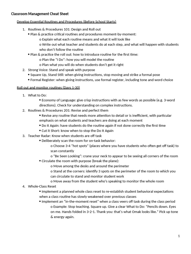 Teacher Cheat Sheets | PDF | Classroom Management | Cognitive Science