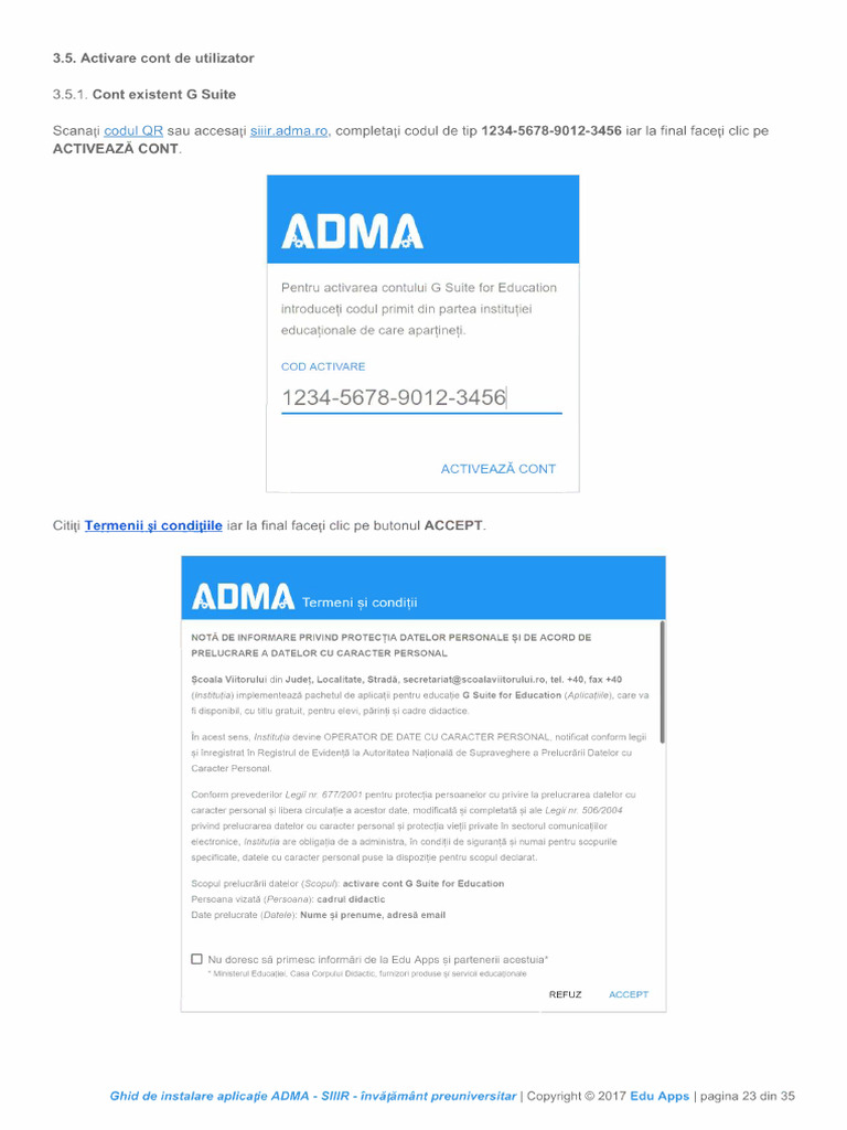 Ghid de Activare G Suite For Education, Instalare Aplicație ADMA SIIIR Și Activare Office 365 A1 ...