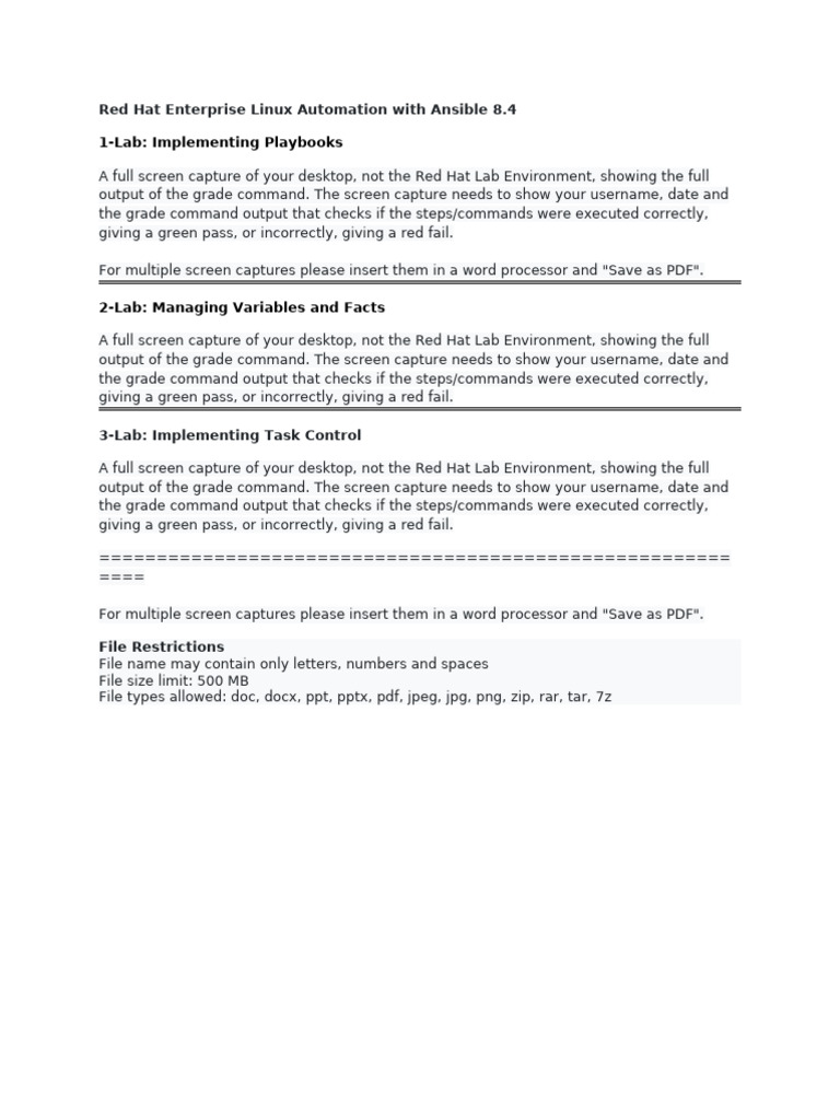 Red Hat Enterprise Linux Automation With Ansible 8 | PDF