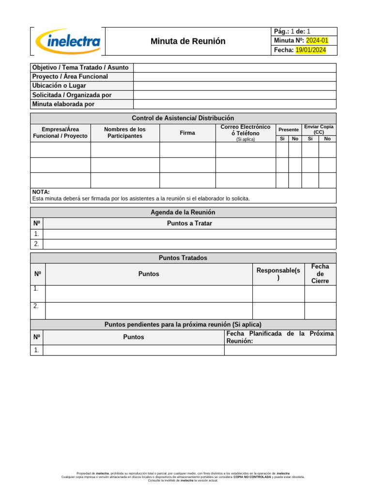 Plantilla de minuta | PDF