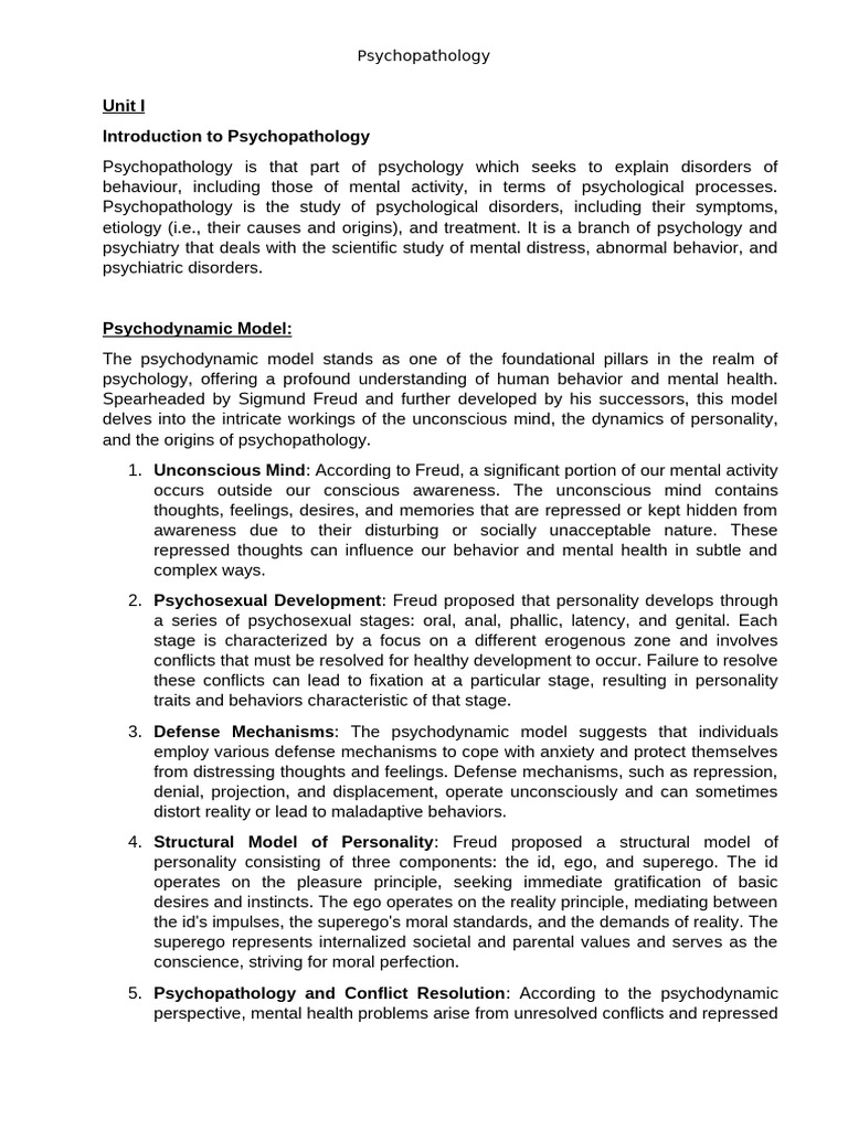 Unit I | PDF | Obsessive–Compulsive Disorder | Mania
