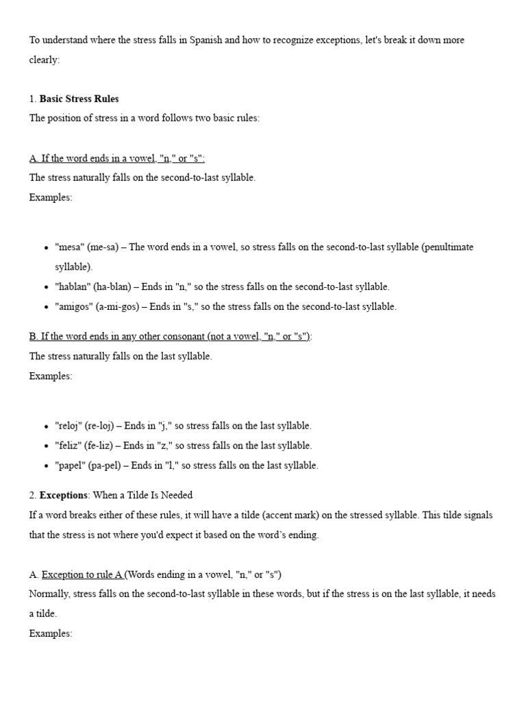 Spanish Tilde and Accent | PDF | Stress (Linguistics) | Syllable